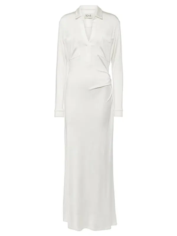 Tove Iana Gathered Jersey Maxi Dress - White