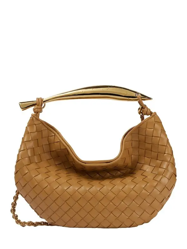 Bottega Veneta Sardine Chain Intrecciato Leather Shoulder Bag - Brown
