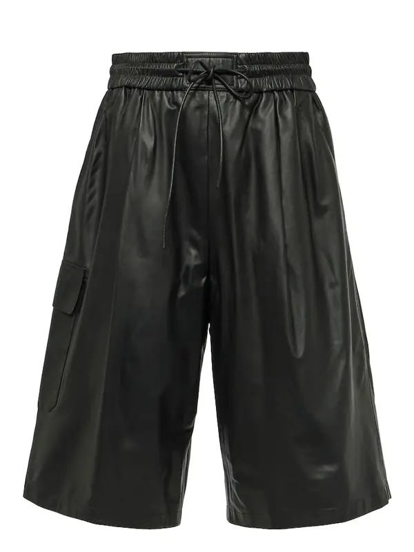 YVES SALOMON Leather Bermuda Shorts - Black