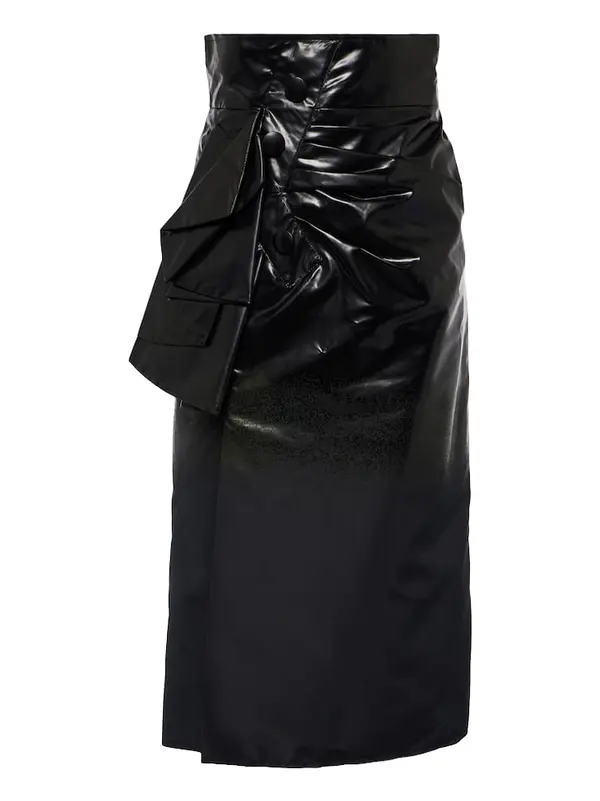 MAISON MARGIELA High-rise Draped Midi Skirt - Black