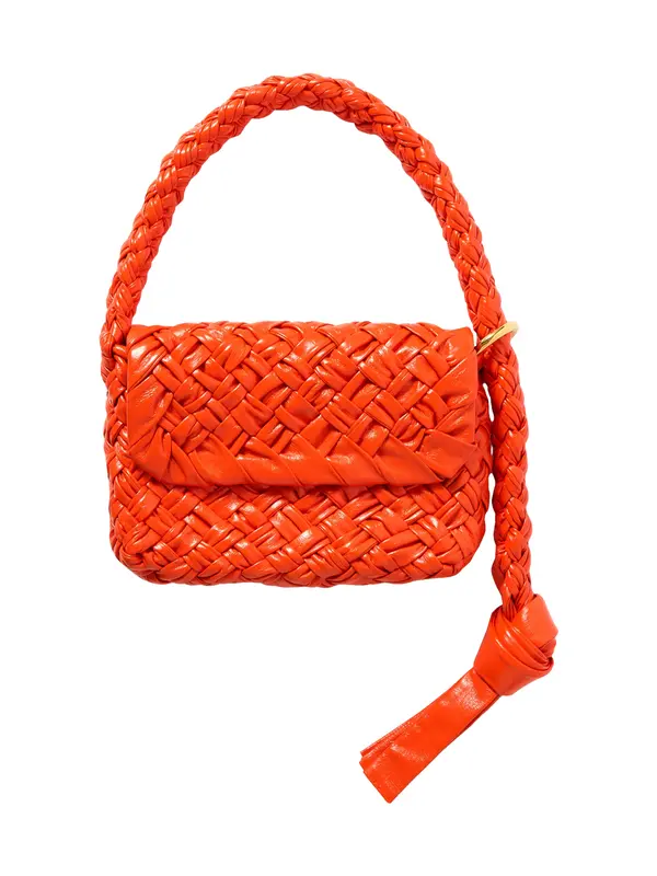 Bottega Veneta Kalimero Città Intrecciato Leather Shoulder Bag - Orange