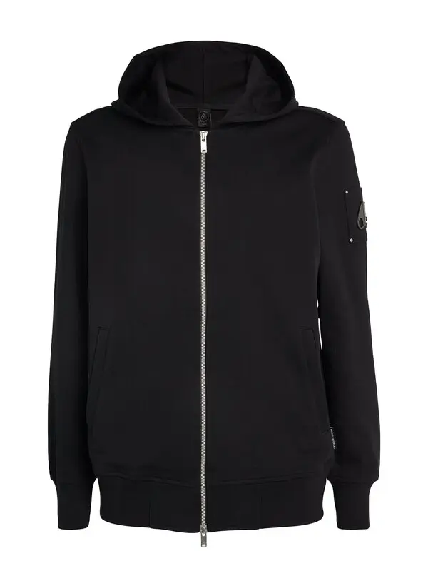 Moose Knuckles Logo Zip-up Hoodie - Black