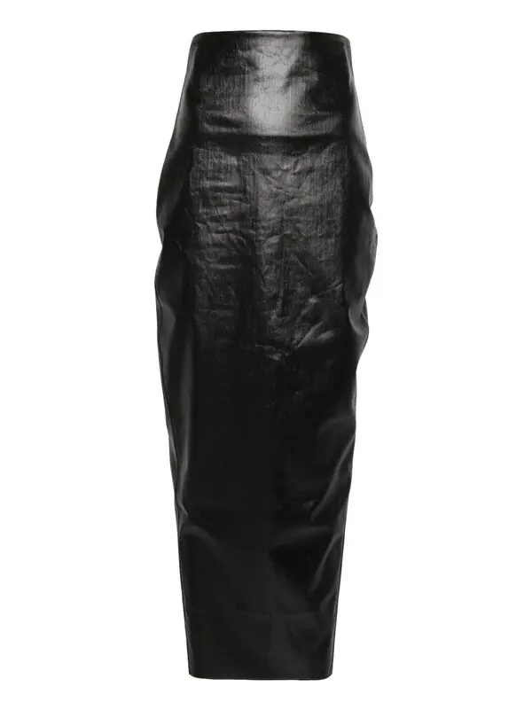 Rick Owens Dirt Pillar Coated Denim Skirt - Black