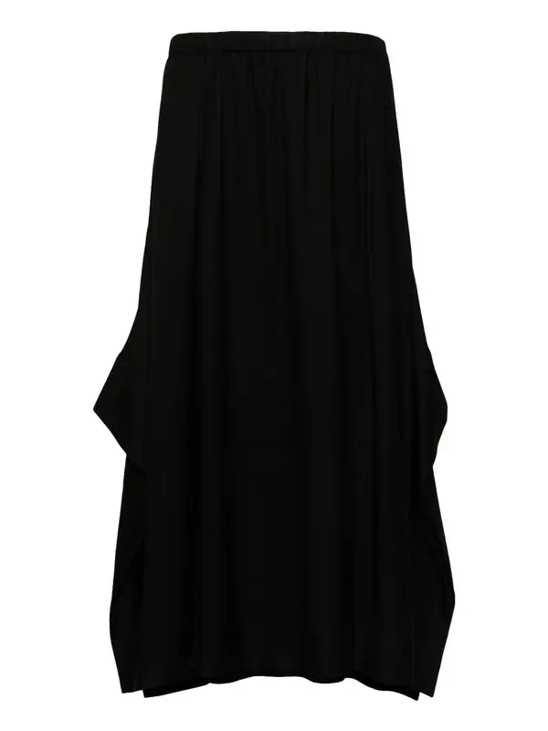 Yohji Yamamoto Midi Skirt With Asymmetric Hem - Black