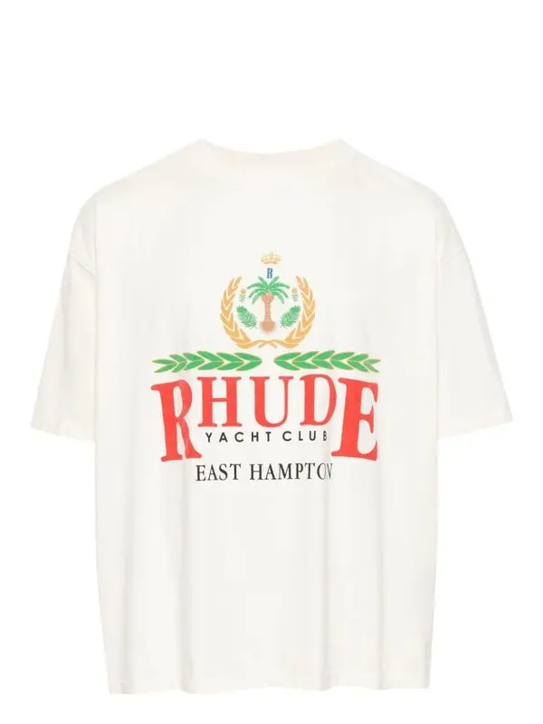 Rhude East Hampton Crest Cotton T-shirt - Neutrals