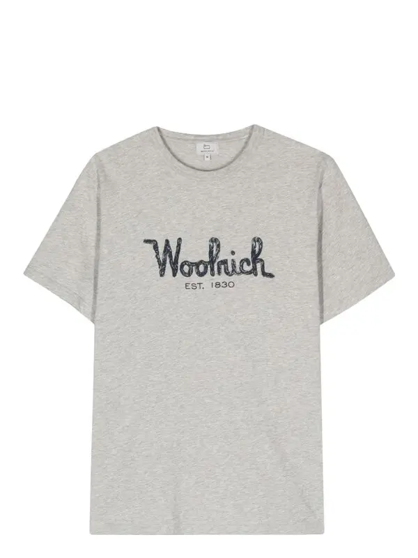 Woolrich Embroidered-logo Cotton T-shirt - Grey