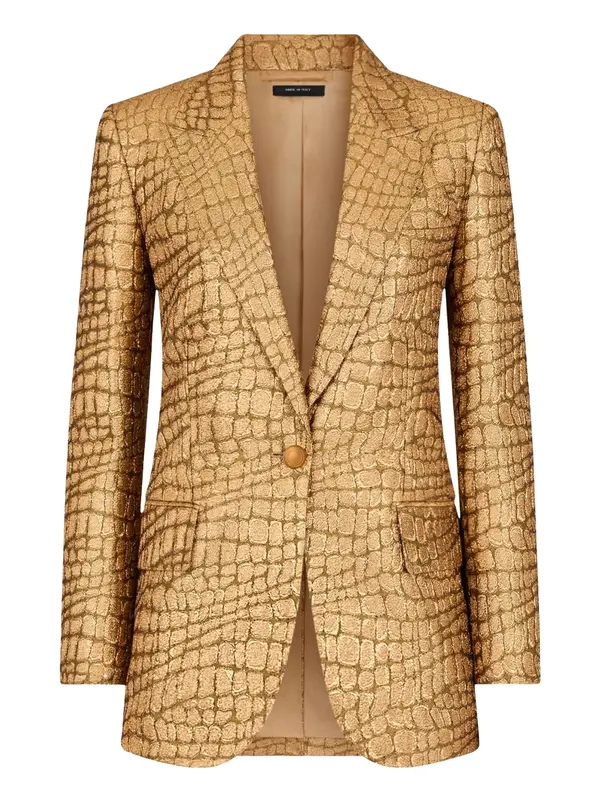 TOM FORD Wallis Croc-jacquard Blazer - Gold