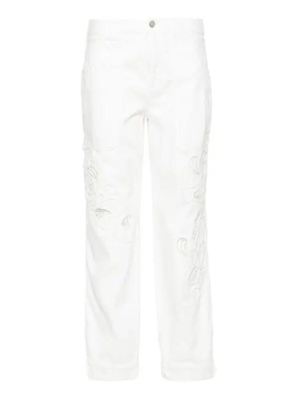 Ermanno Scervino Macramé-lace Embellished Trousers - White