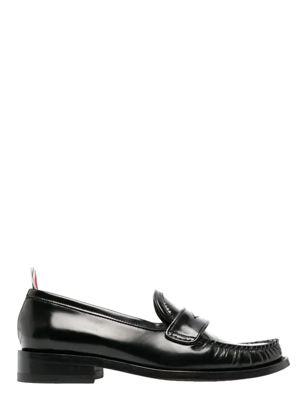 Thom Browne Rwb-tab Leather Penny Loafers - Black
