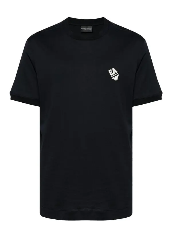 Emporio Armani Logo-embroidered Cotton T-shirt - Black