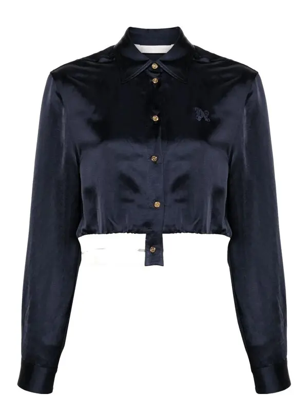 Palm Angels Button-up Satin Shirt - Blue