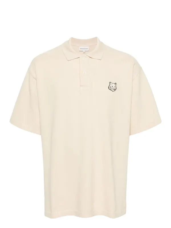Maison Kitsuné Fox-motif Cotton Polo Shirt - Neutrals