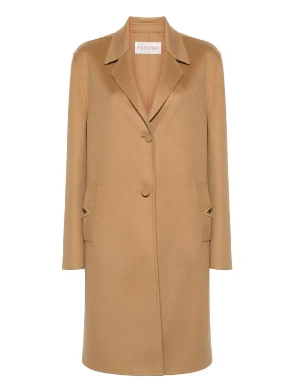 Valentino Garavani Vlogo Felted Coat - Brown