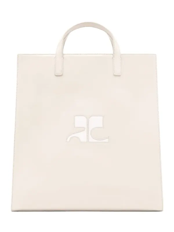 COURREGES Heritage Leather Tote Bag - Neutrals