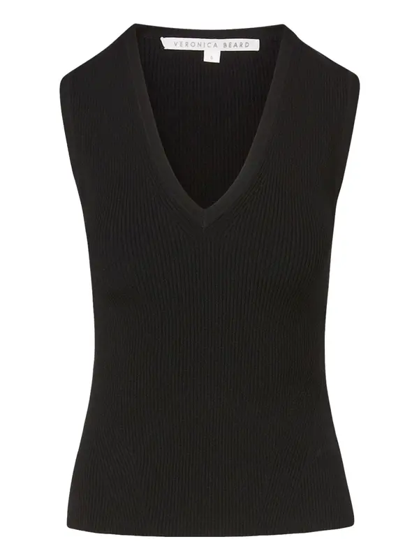 Veronica Beard Sid Ribbed-knit Tank Top - Black