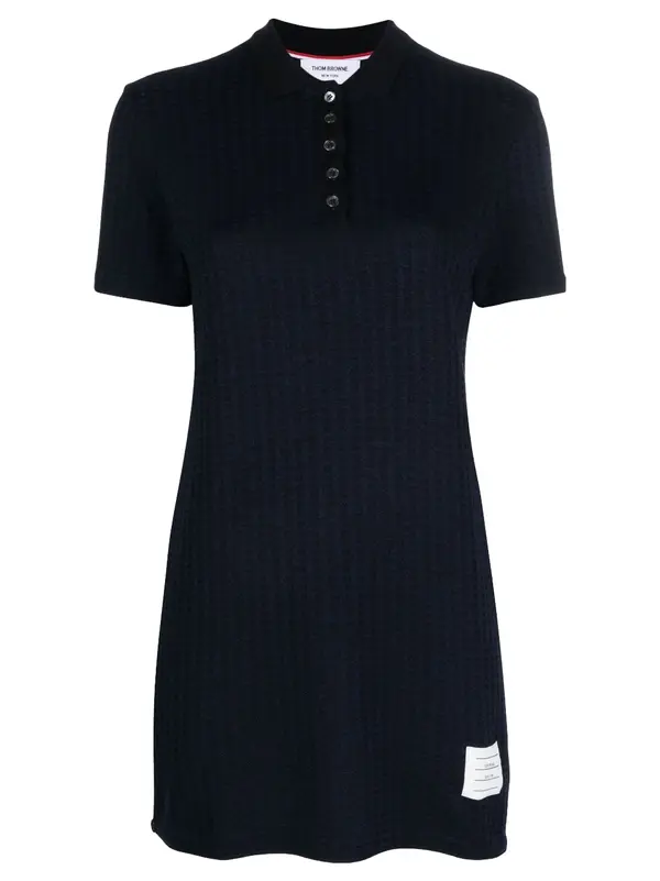 Thom Browne Checked Jacquard Polo Mini Dress - Blue