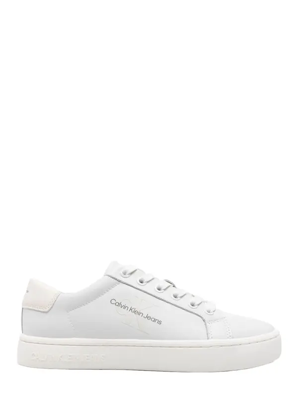Calvin Klein Logo-embossed Leather Sneakers - White