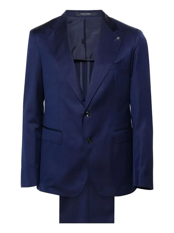 Tagliatore Herringbone Single-breasted Suit - Blue