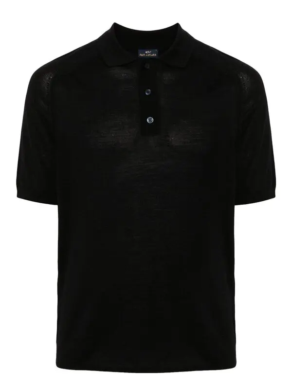 Paul & Shark Buttoned Virgin-wool Polo Shirt - Black