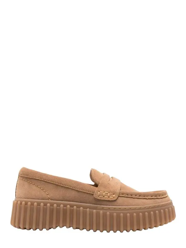 Clarks Torhill Penny Flatform Loafers - Brown