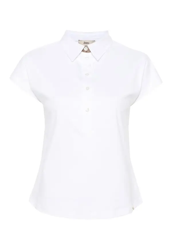 Herno Logo-tape Cotton Polo Top - White