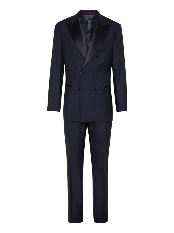 Brunello Cucinelli Double-breasted Wool Suit - Blue