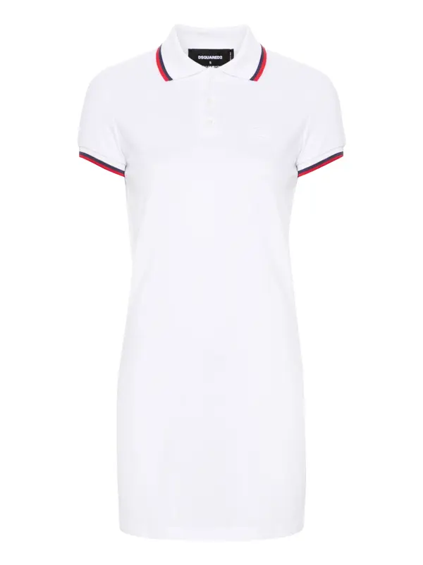 Dsquared2 Stripe-trim Cotton Polo Dress - White
