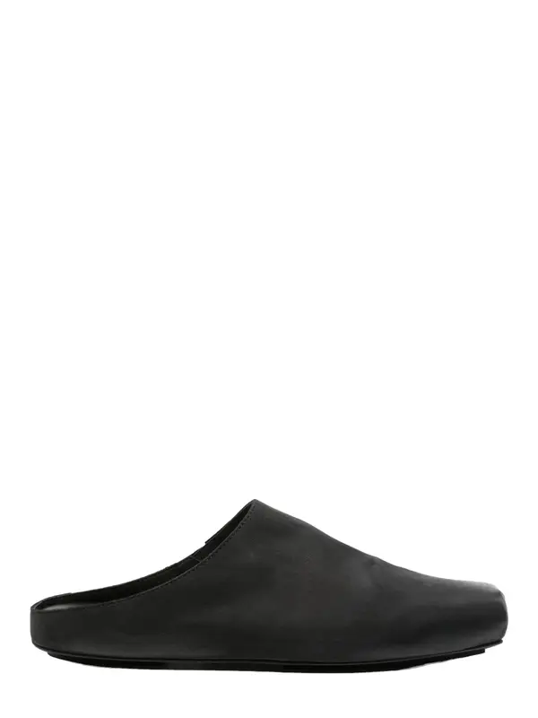 UMA WANG Square-toe Leather Slippers - Black