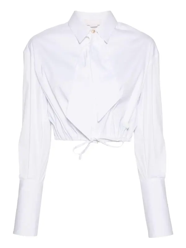GENNY Logo-plaque Cropped Shirt - White