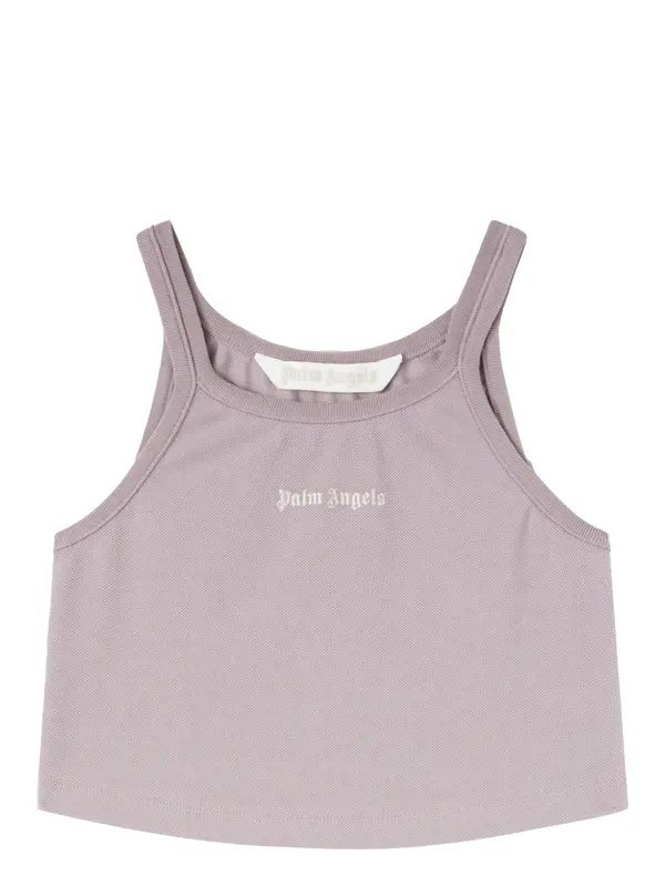 Palm Angels Logo-print Cropped Tank Top - Purple