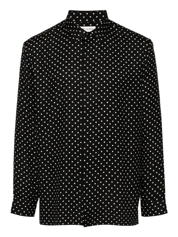 Saint Laurent Polka-dot Silk Shirt - Black