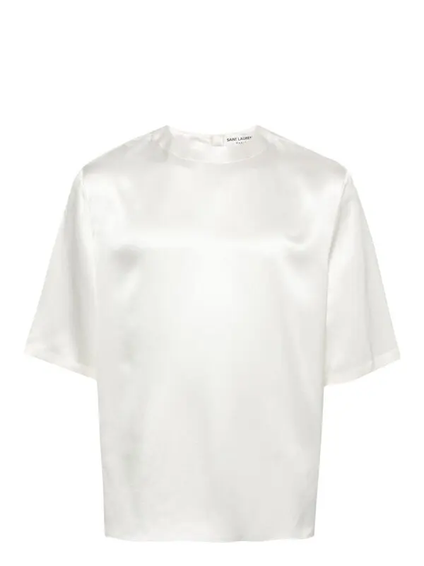 Saint Laurent Silk Satin T-shirt - Neutrals