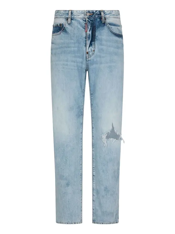 Dsquared2 Ripped Straight-leg Jeans - Blue