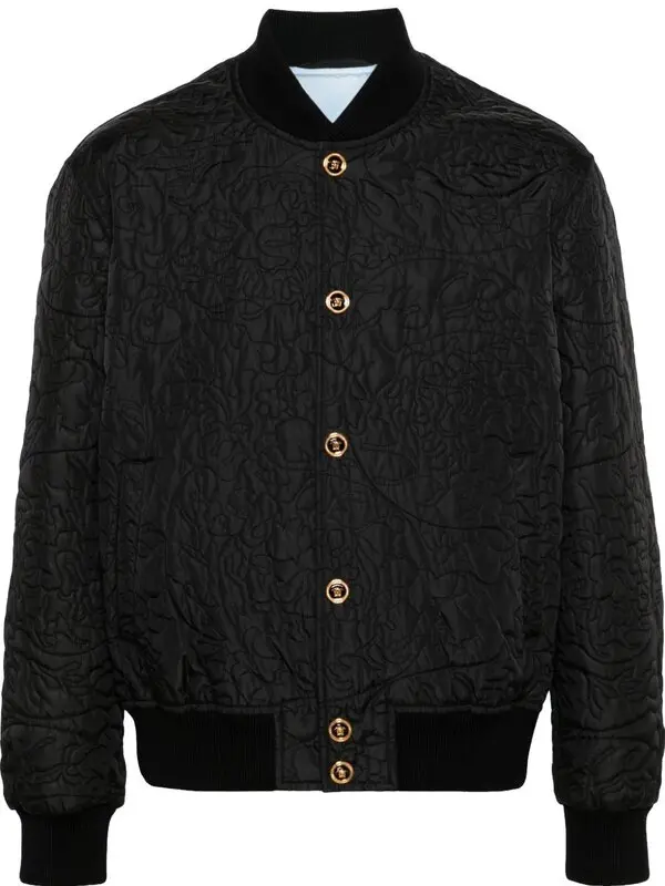 Versace Barocco-quilted Bomber Jacket - Black