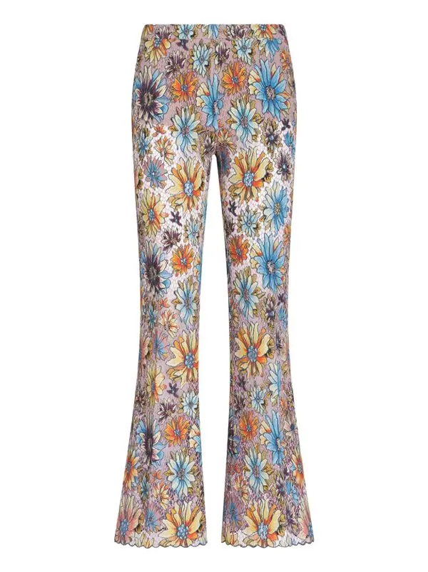 Etro Floral-print Lace Flared Trousers - Pink