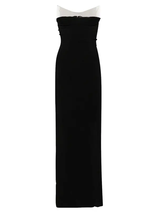 MUGLER Structured Strapless Maxi Dress - Black