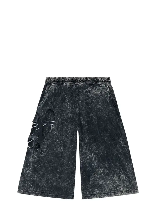 Diesel Cropped Marbled Cotton Joggers - Black