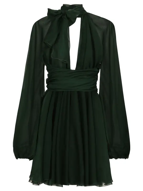 Dolce & Gabbana V-neck Silk Dress - Green