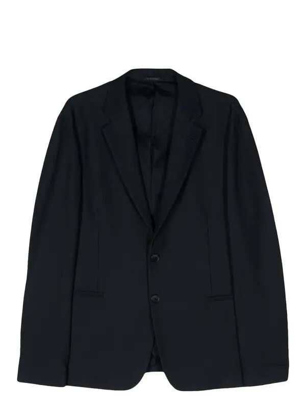 Giorgio Armani Single-breasted Piqué Blazer - Blue
