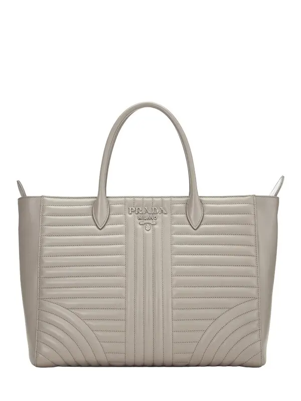 Prada Calfskin Diagramme Convertible Tote - Grey