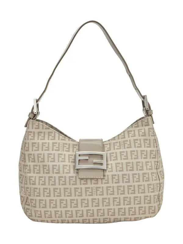 Fendi Zucchino Canvas Shoulder Bag - Beige
