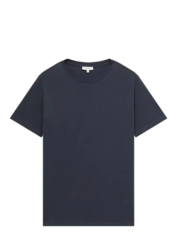 REISS Bless Marl Cotton Crew-neck Tailored-fit T-shirt - Airforce Blue