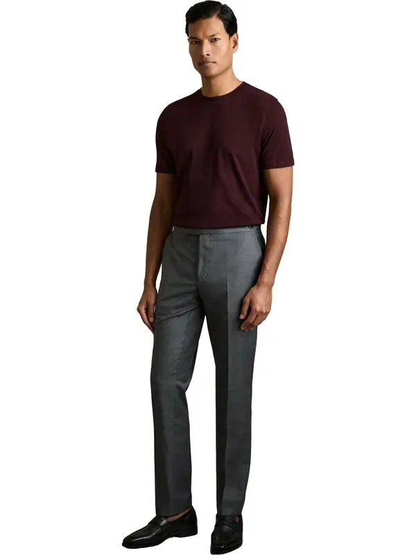REISS Blessoxidised Marl Cotton Crew-neck Tailored-fit T-shirt - Bordeaux