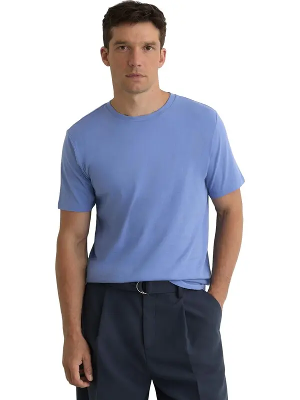 REISS Bless Cotton Crew-neck Tailored-fit T-shirt - Cornflower Blue