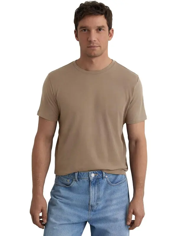 REISS Bless Cotton Crew-neck Tailored-fit T-shirt - Light Taupe Brown