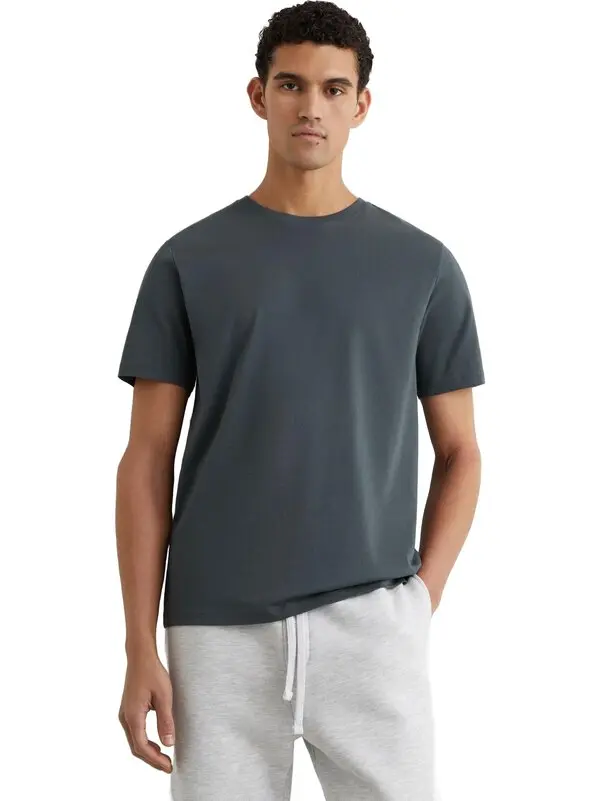 REISS Bless Marl Cotton Crew-neck Tailored-fit T-shirt - Petrol Blue
