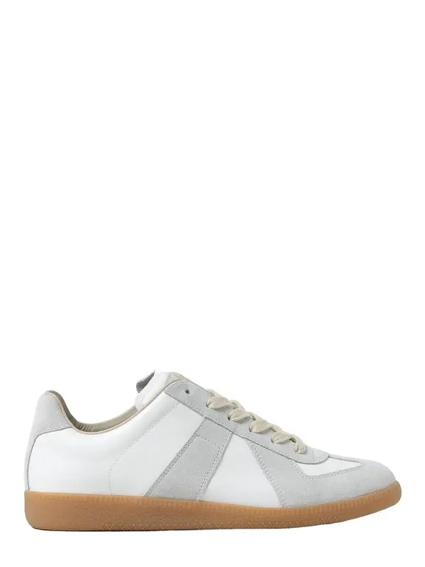 MAISON MARGIELA Lace-up Leather And Suede Sneakers - White