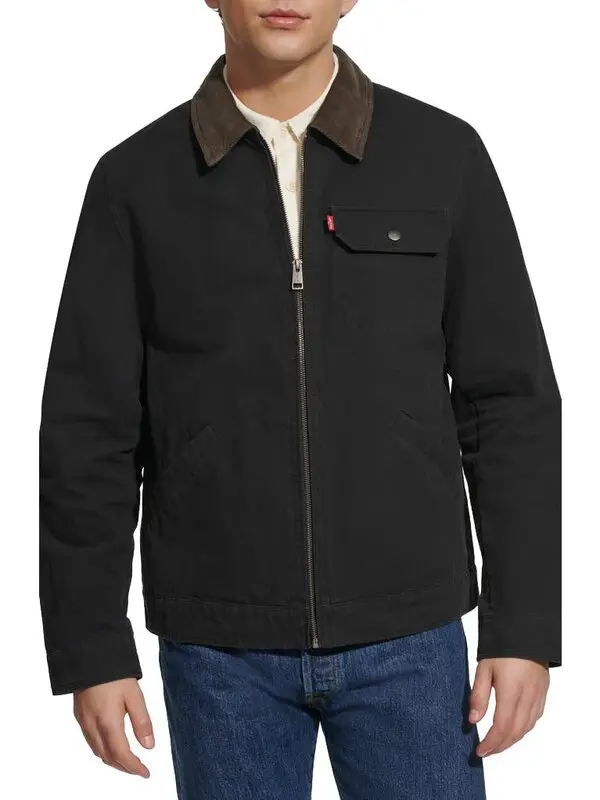 LEVI'S Lightweight Cotton Twill Utility Jacket - Black