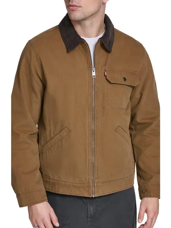 LEVI'S Lightweight Cotton Twill Utility Jacket - Brown