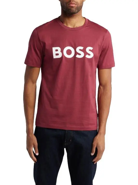 BOSS Tiburt Logo Graphic T-shirt - Dark Red